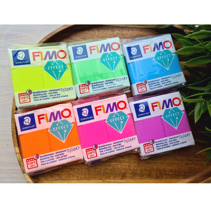 FIMO Effect, neon blue (neon), Nr. 301, 57g (2oz), oven-hardening polymer clay, STAEDTLER